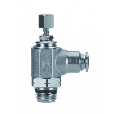 Right Angle Flow Control, Nickel-Plated Brass
