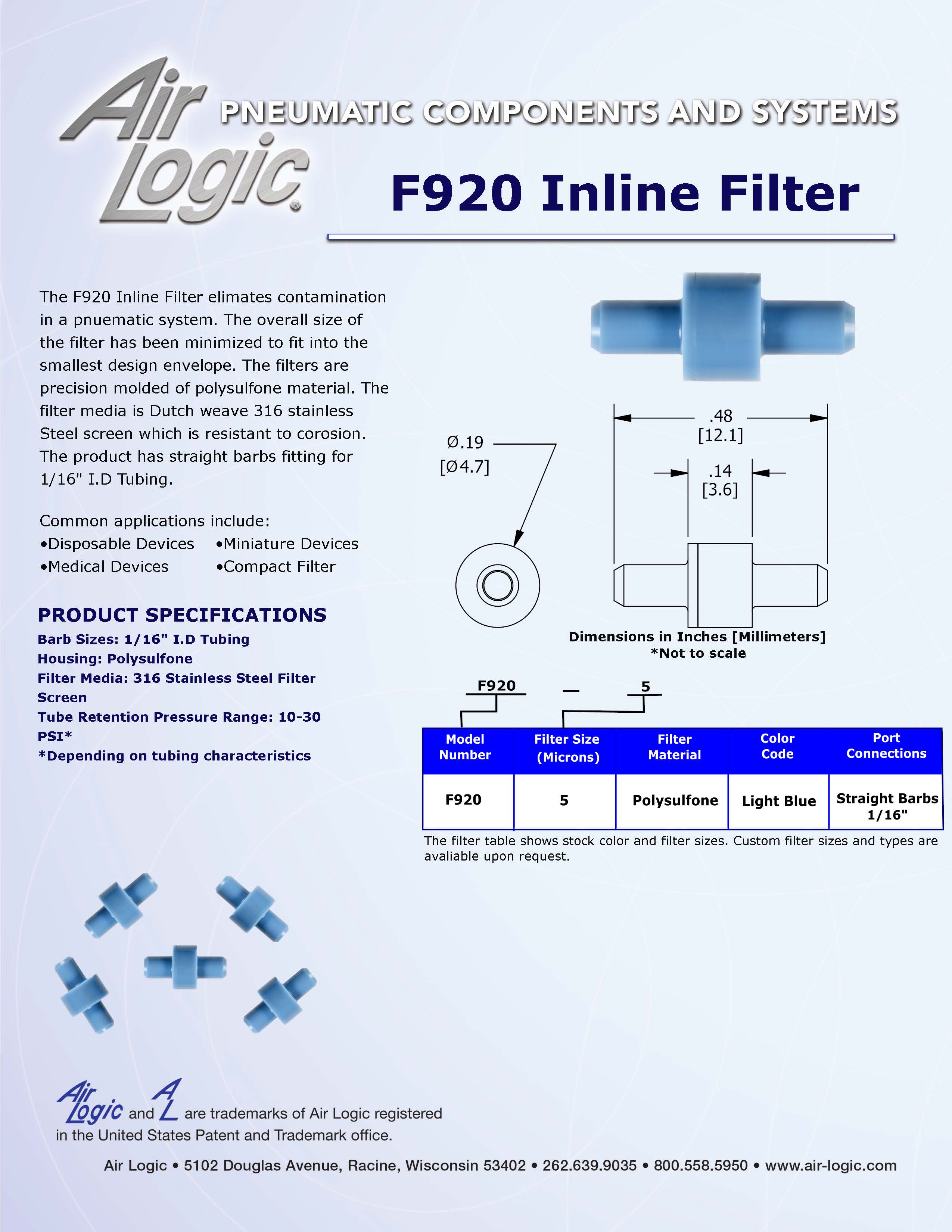 Miniature Inline Filter | F-920-5