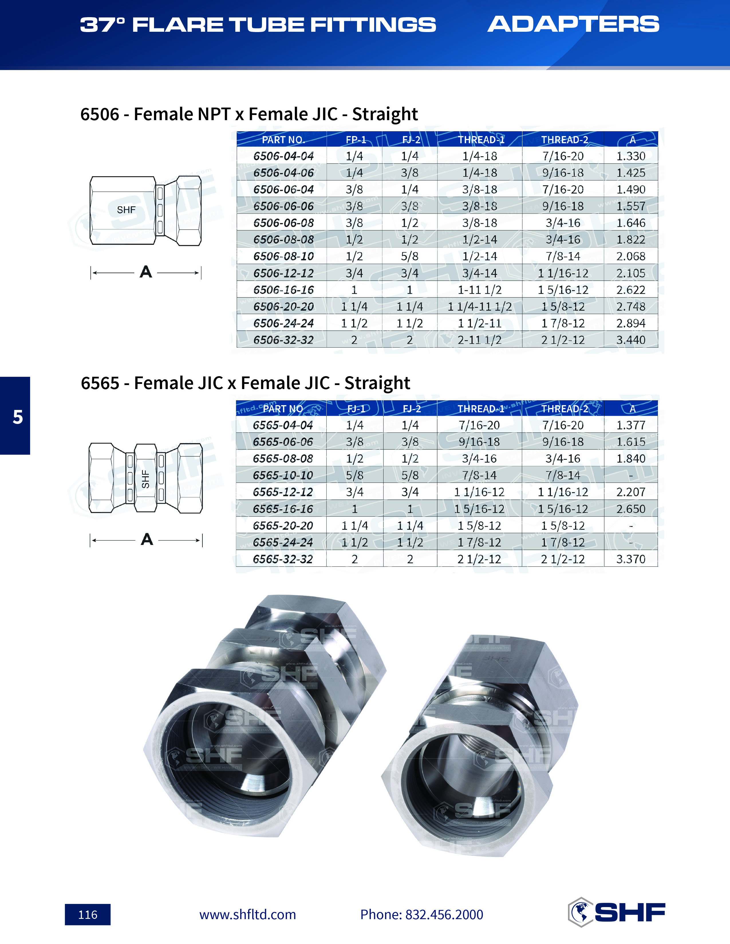 Female x Female Swivel Nut Union | JIC x JIC Couplers | SS-6565-04-04