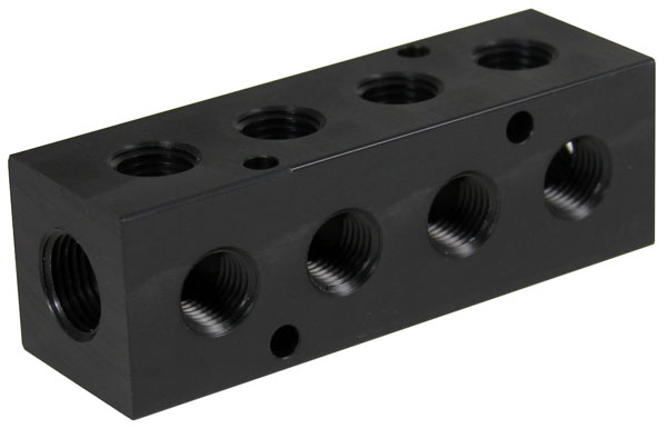 UPCM30-375R-04B - Right Angle Ports Black Anodized Manifold
